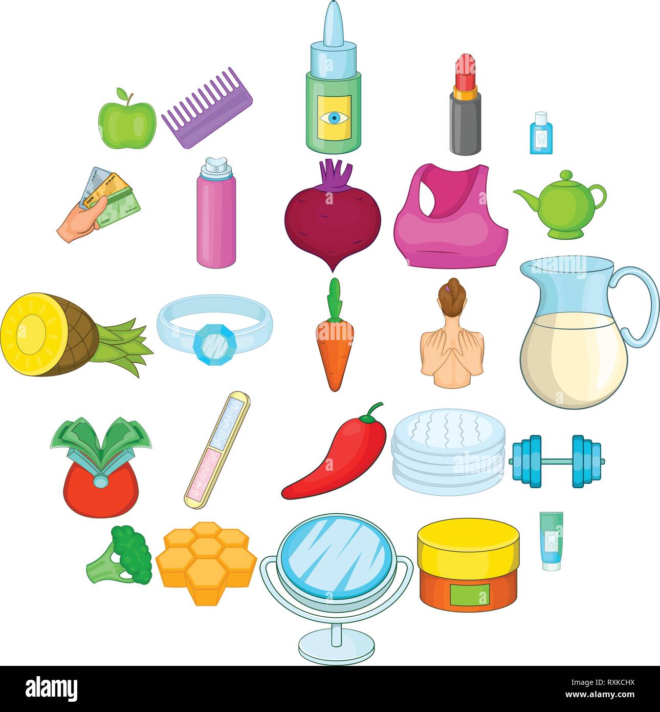 Moisturizing the skin icons set, cartoon style Stock Vector Image & Art ...