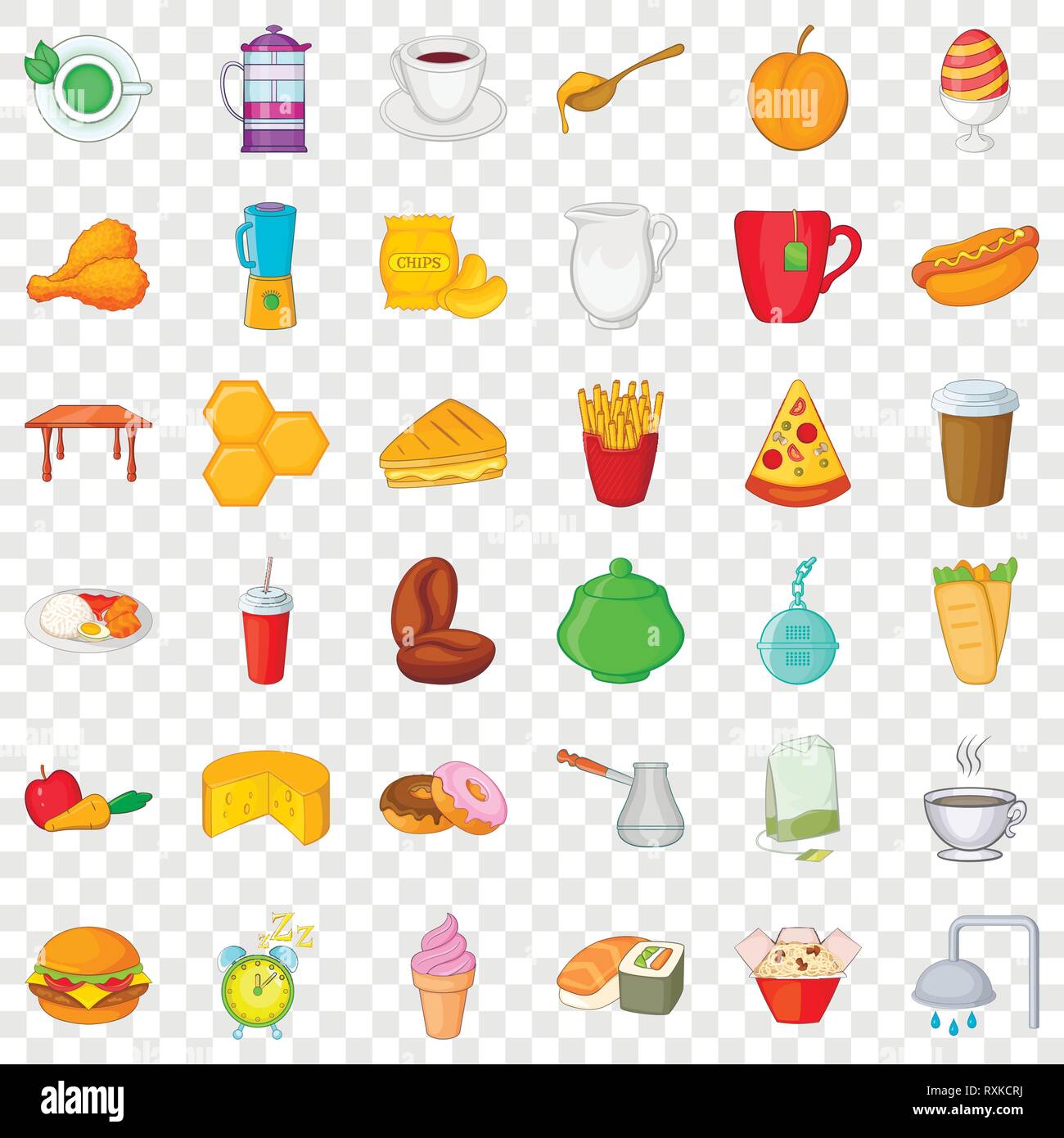 Yummy breakfast icons set, cartoon style Stock Vector Image & Art - Alamy