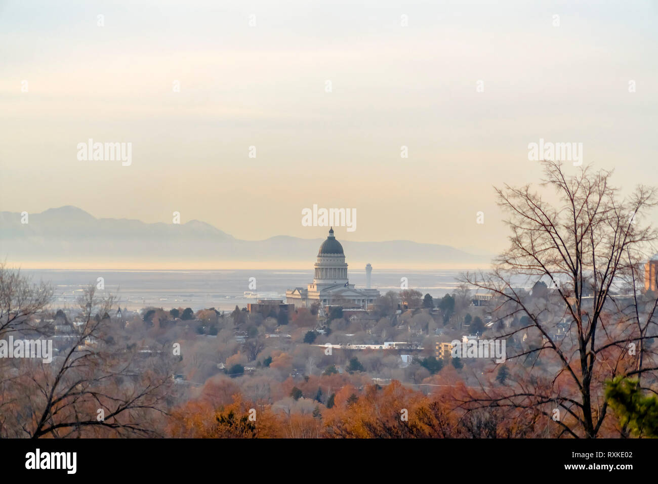 Utah State Capital Building towering over city Stock Photo - Alamy