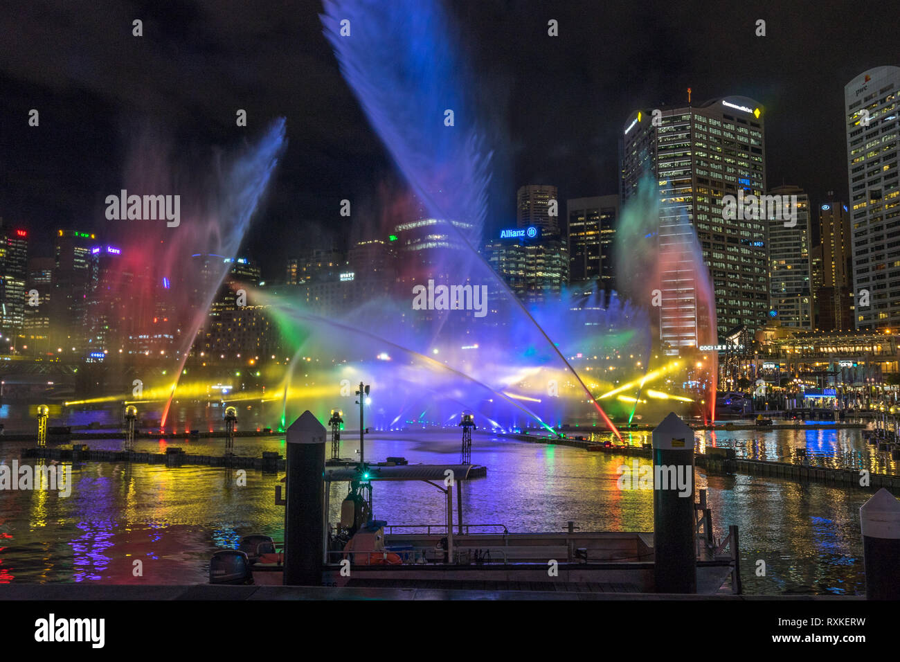 Sydney, Australia - Magicians of the Mist water light show at Darling ...