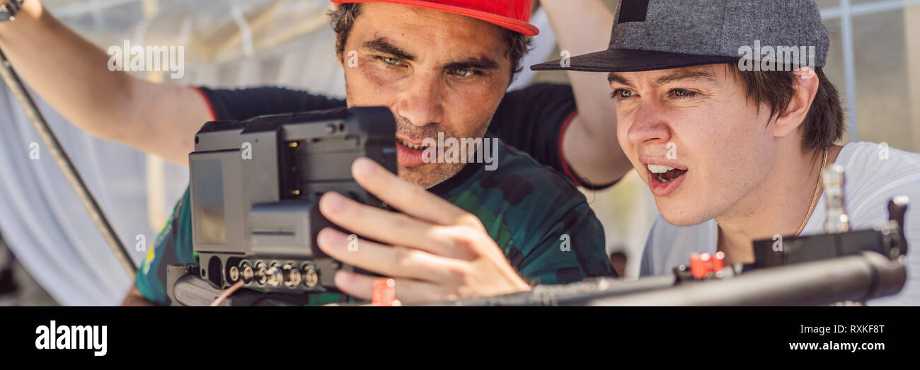 the production team on a commercial video shoot. Steadicam operator ...