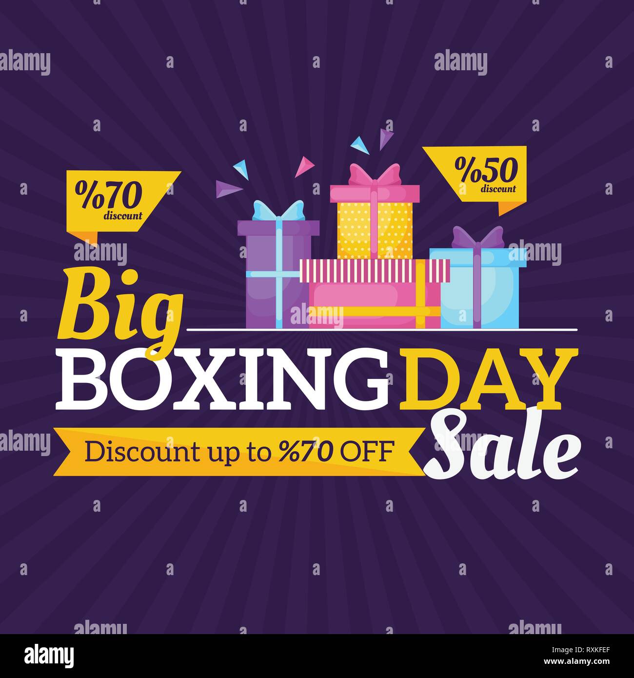 Happy Boxing day sale design with gift boxes , shopping holiday big ...