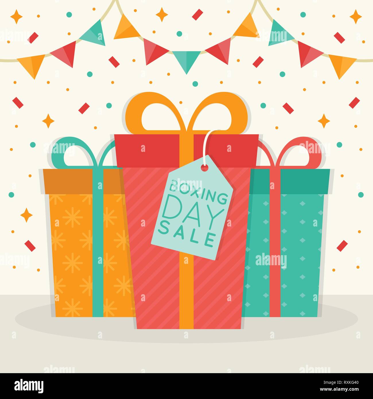 Happy Boxing day sale design with gift boxes , shopping holiday big ...