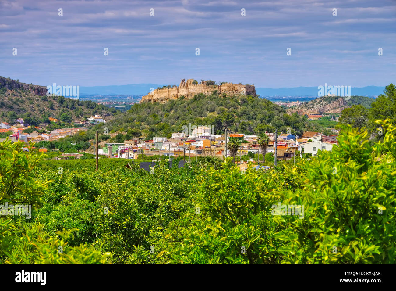 the old town of Corbera and castle, Valencia in Spain Stock Photo - Alamy