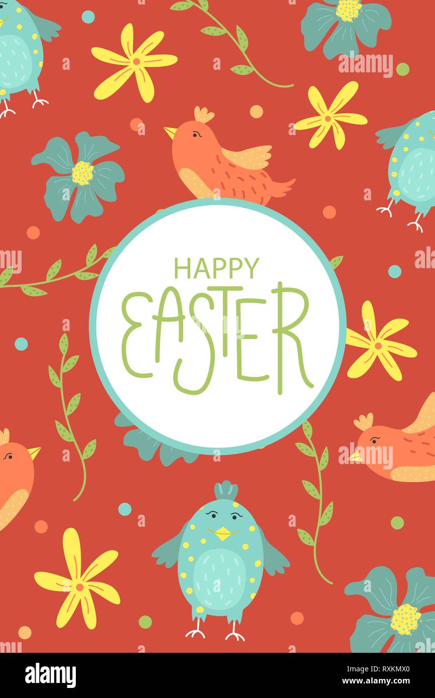 Cute vector Easter card. Easter eggs, spring holiday. Greeting card ...