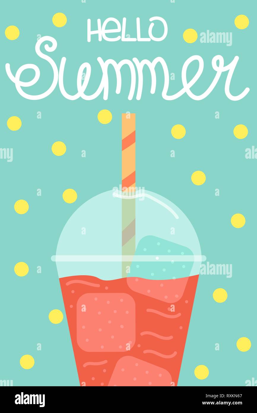 Cute poster of summertime. Vector design concept for summer. Watermelon ...