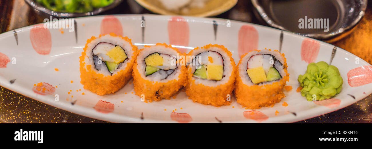 Japanese bento set. Food at a Japanese restaurant. BANNER, LONG FORMAT ...