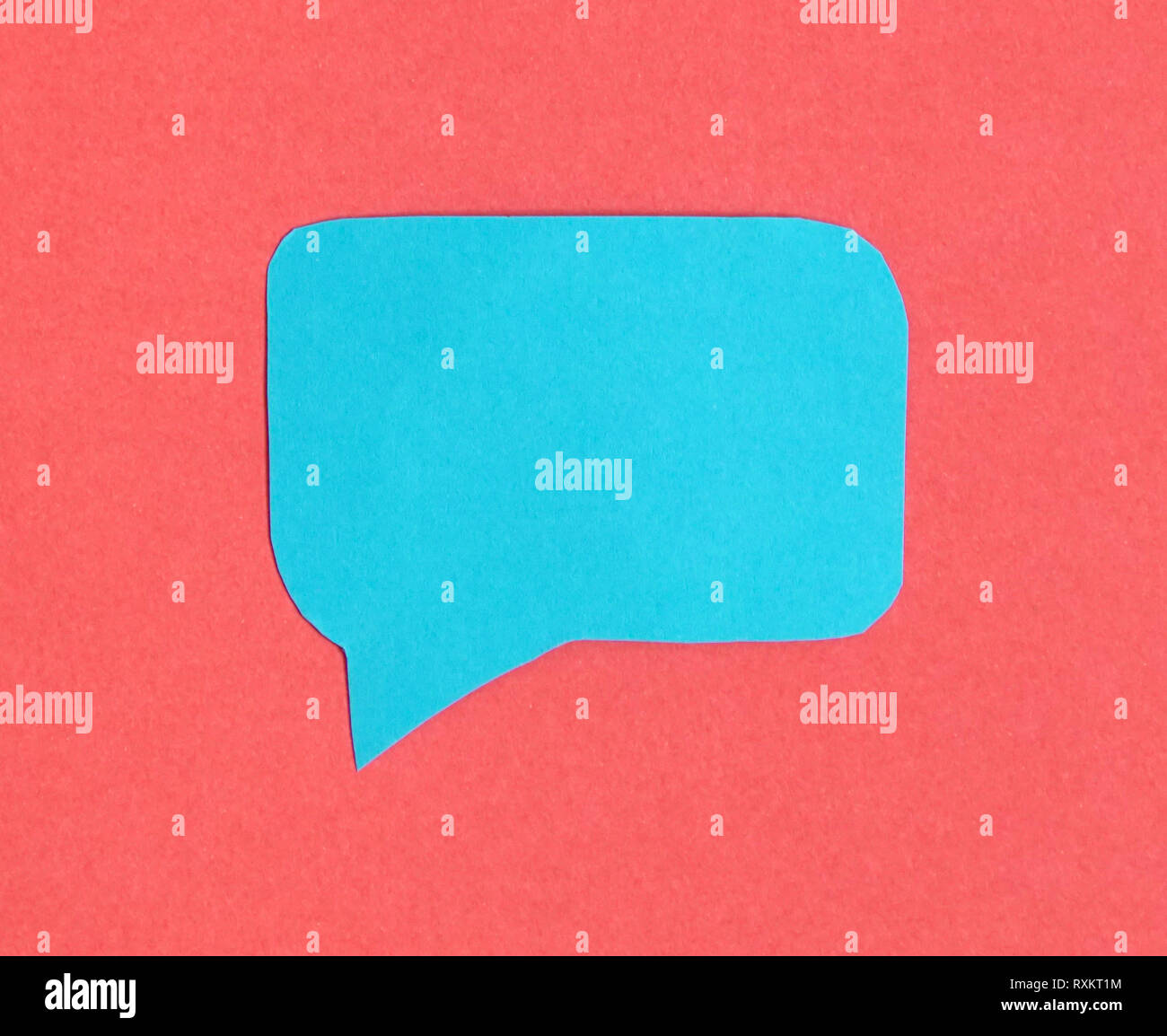 Symbol and concept for talking and message : blue chat speech icon on ...