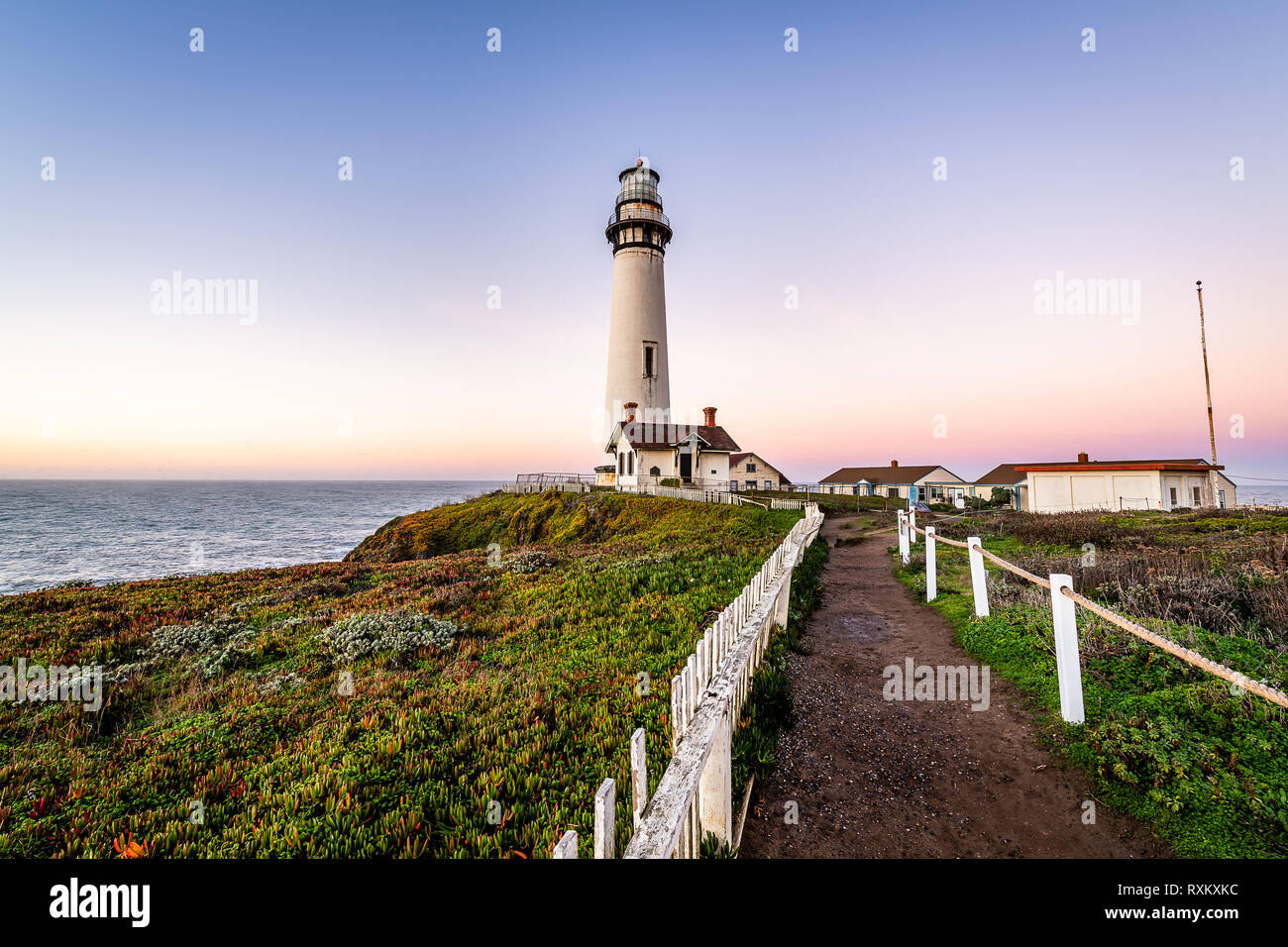 The Pigeon Point Lighthouse at Dawn Stock Photo - Alamy