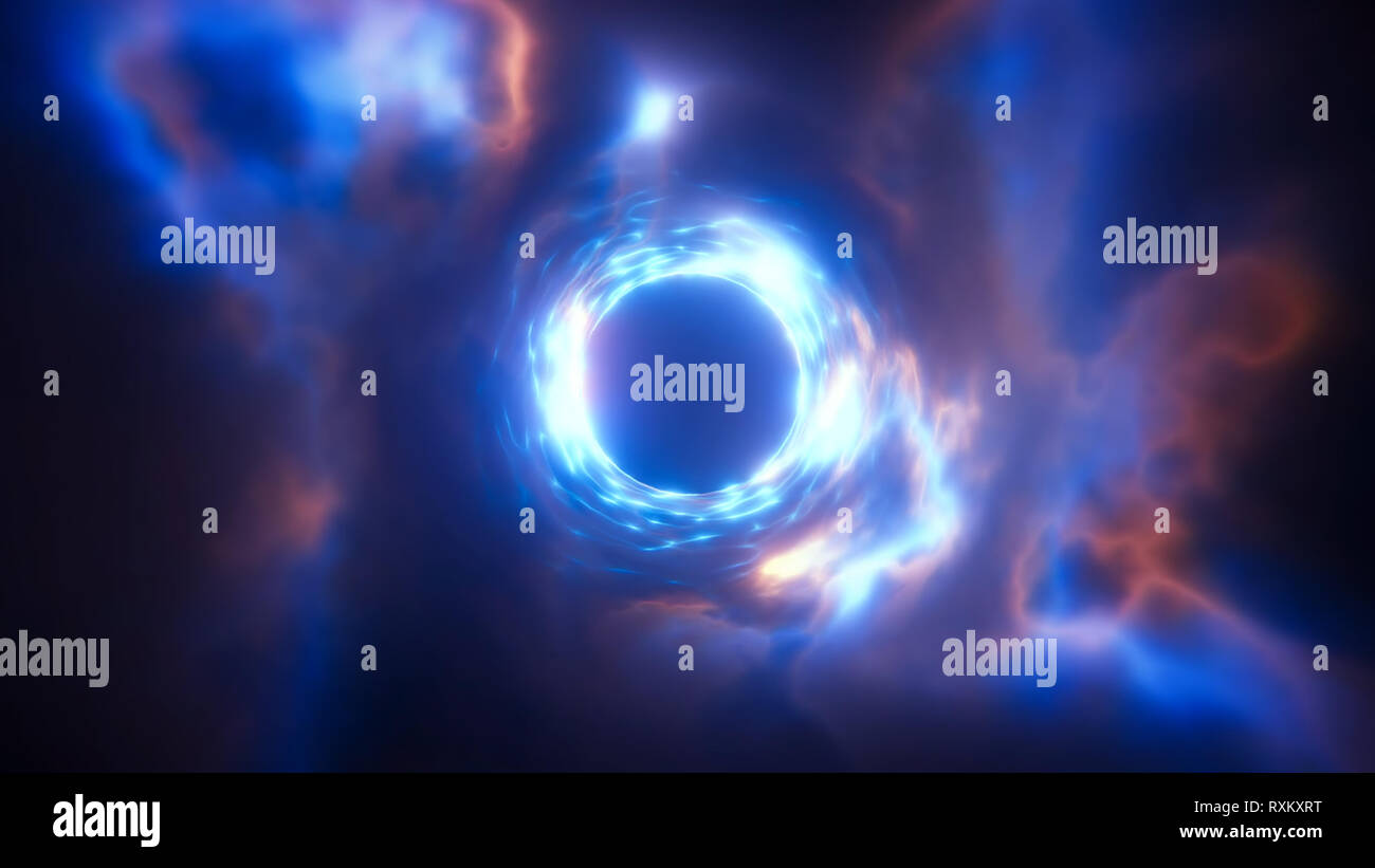 3d rendering of an abstract energy tunnel in space. The energy of the ...