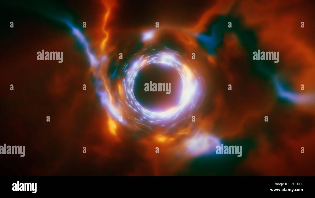 3d rendering of an abstract energy tunnel in space. The energy of the ...