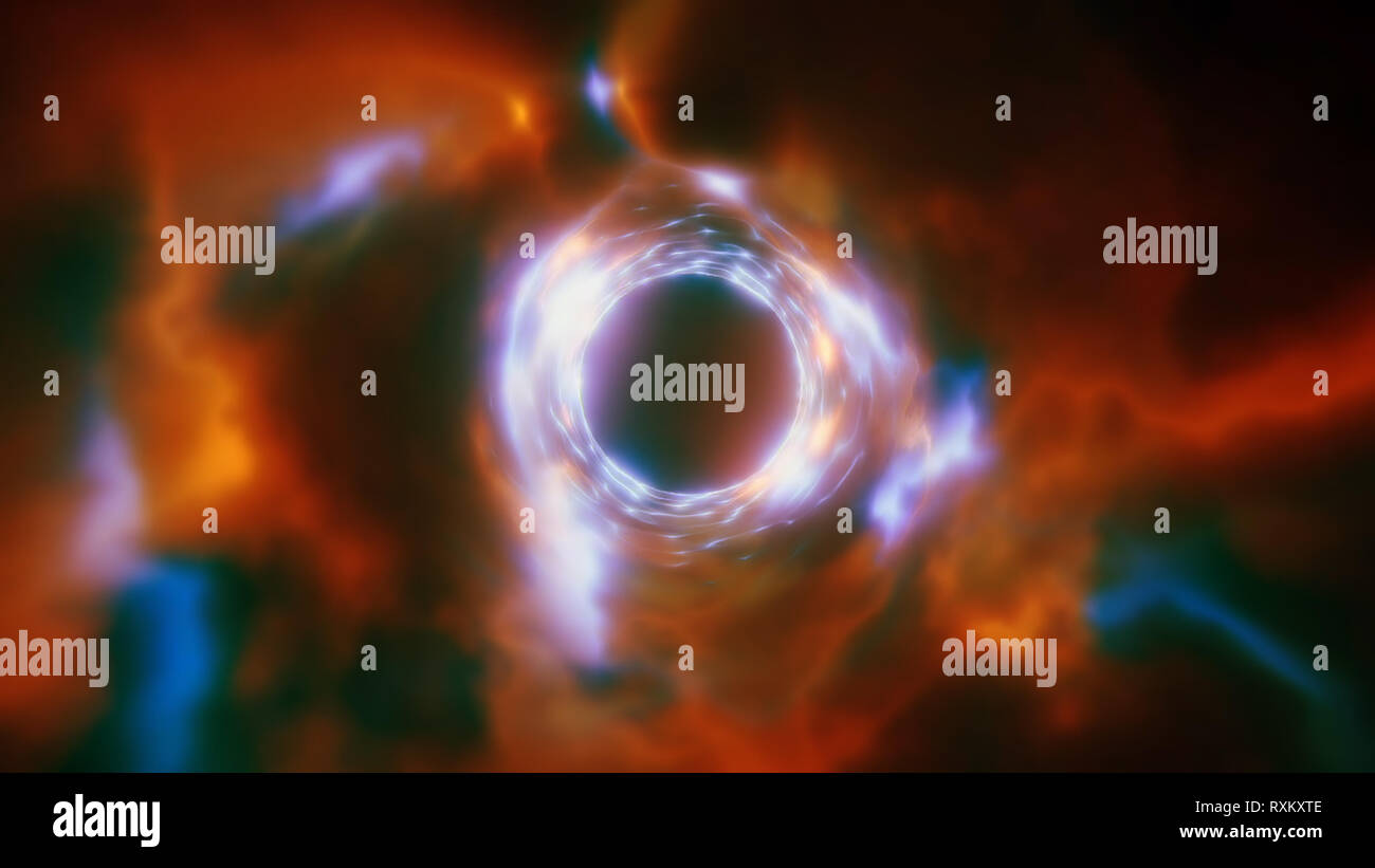 3d rendering of an abstract energy tunnel in space. The energy of the ...