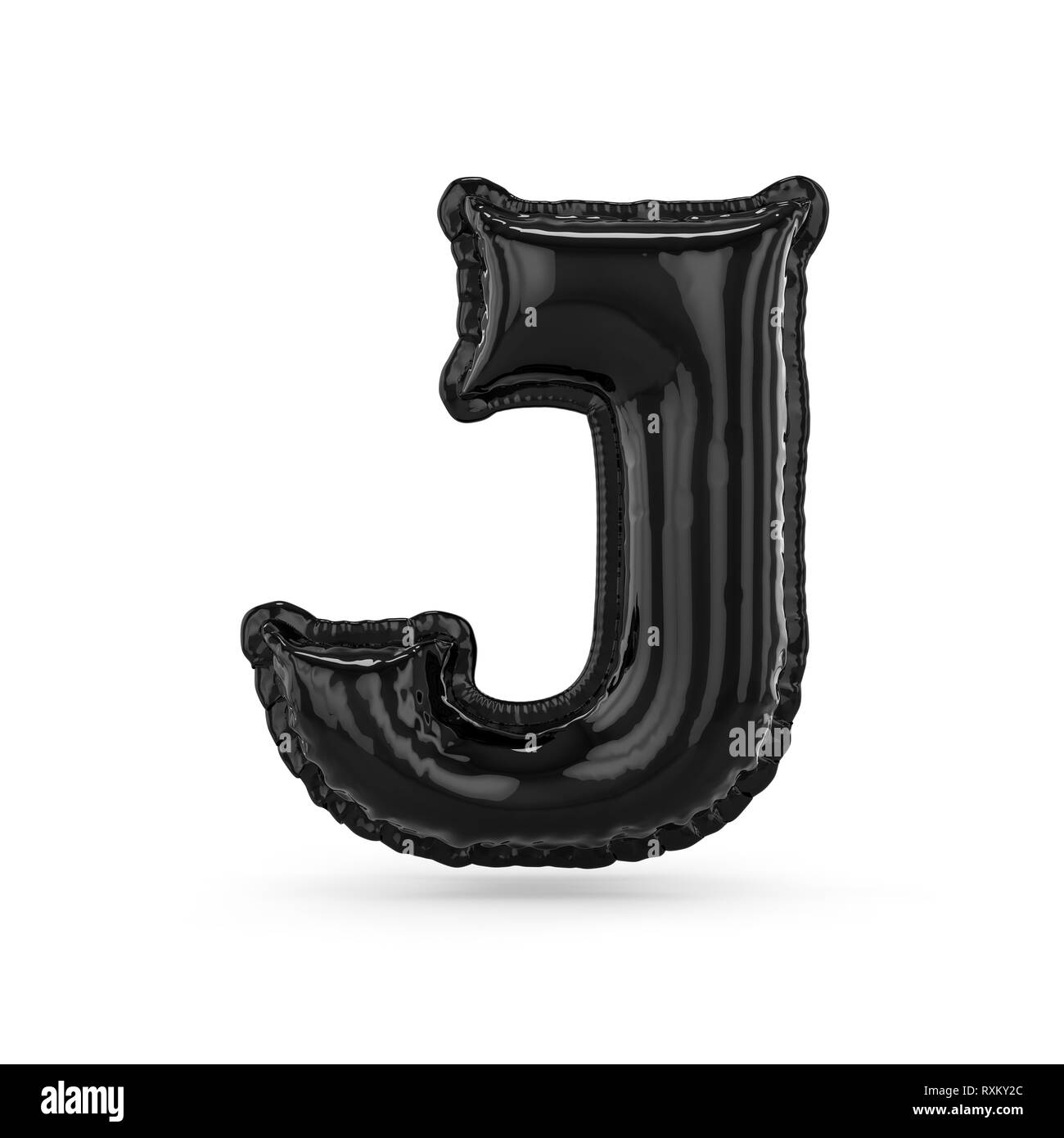 Black letter J made of inflatable balloon isolated on white background ...