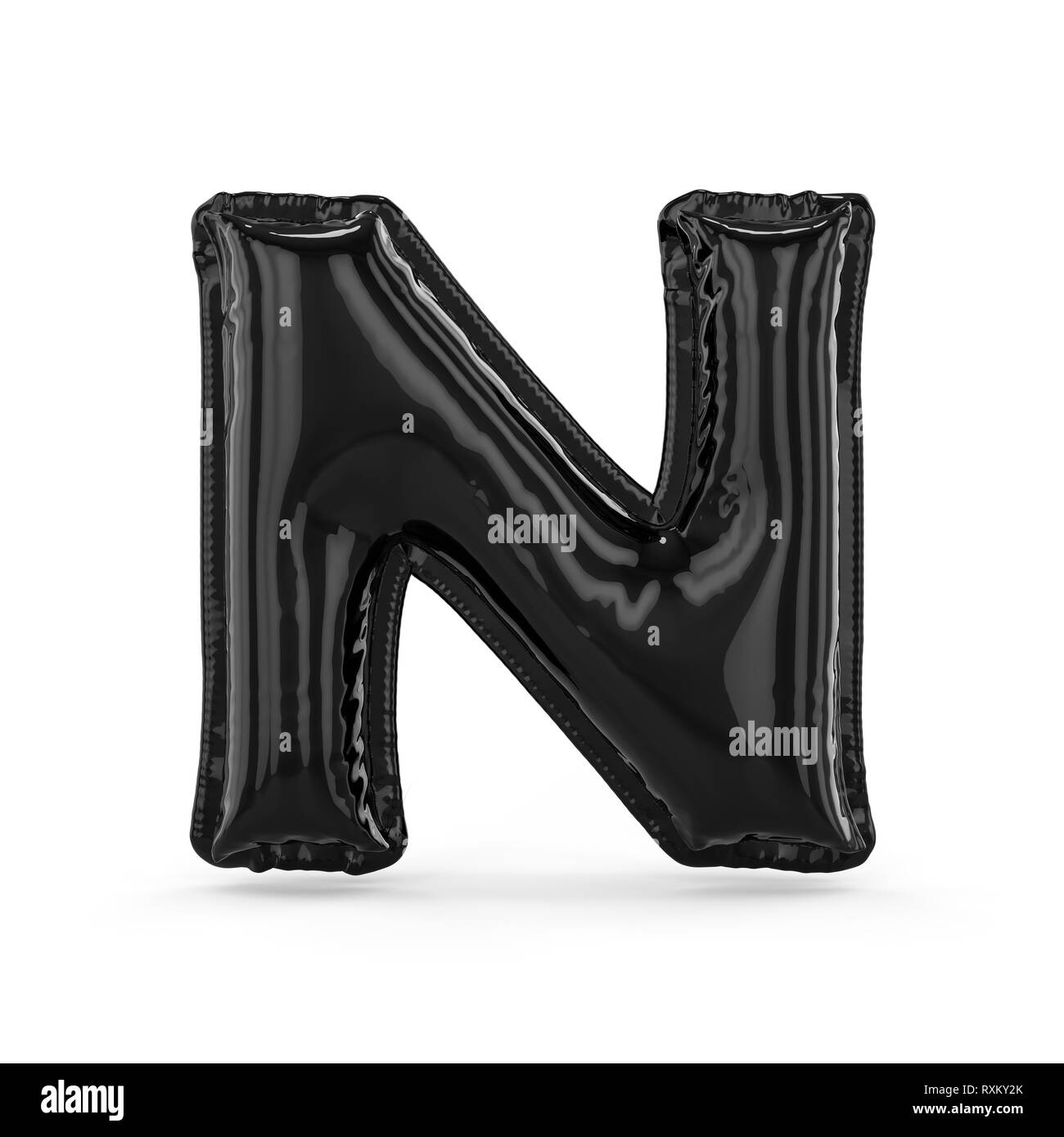 Black letter N made of inflatable balloon isolated on white background ...