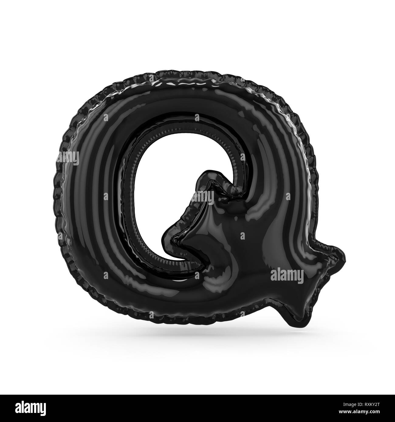 Black letter Q made of inflatable balloon isolated on white background ...