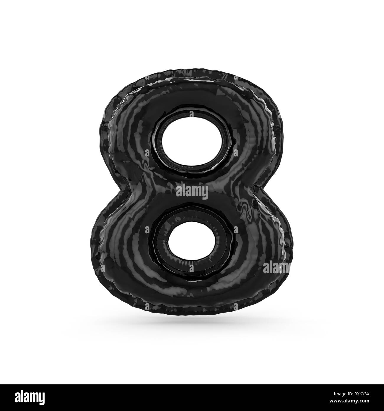 Black digit eight made of inflatable balloon isolated on white ...