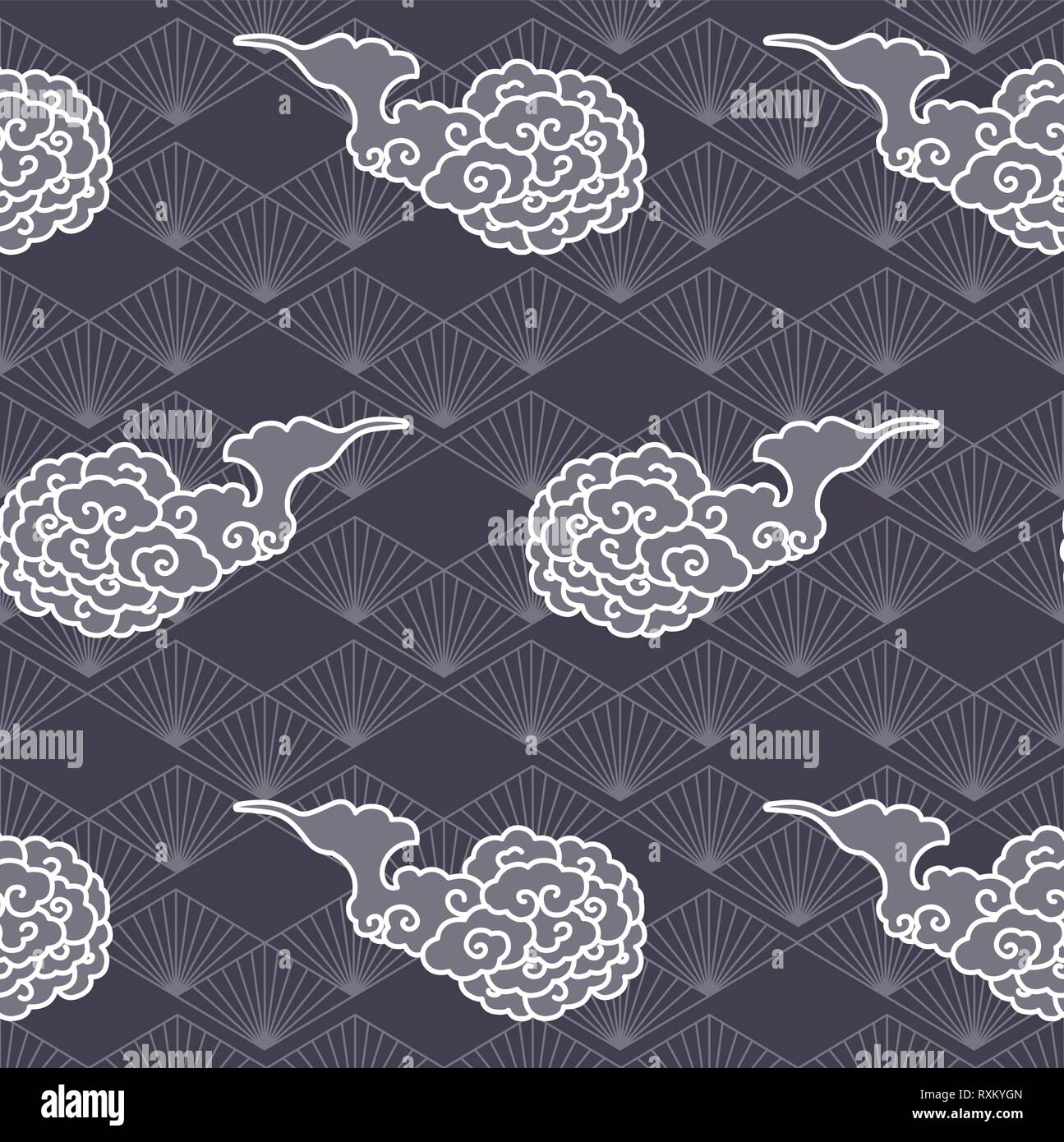 Chinese cloud pattern vector. Blue natural background Stock Vector ...
