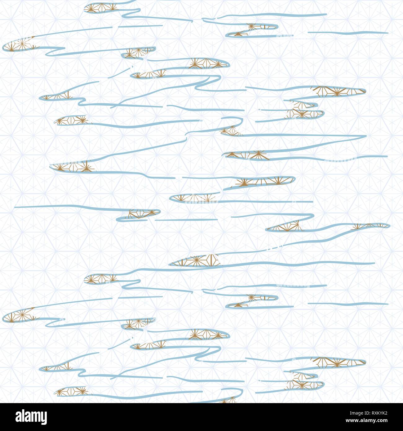 Japanese hand drawn wave pattern vector. Asian line pattern background ...