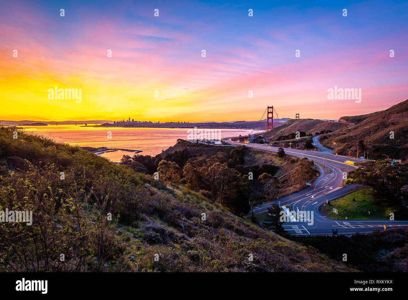 Elevated view of the Golden Gate Bridge Stock Photo - Alamy