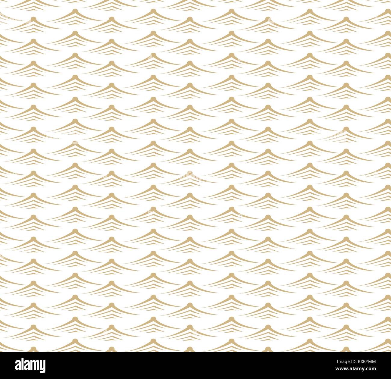 Japanese hand drawn wave pattern vector. Gold ocean background Stock ...