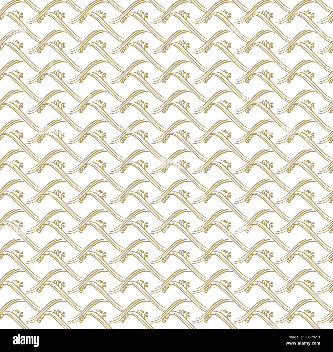 Hand drawn wave background. Gold line water pattern vector Stock Vector ...