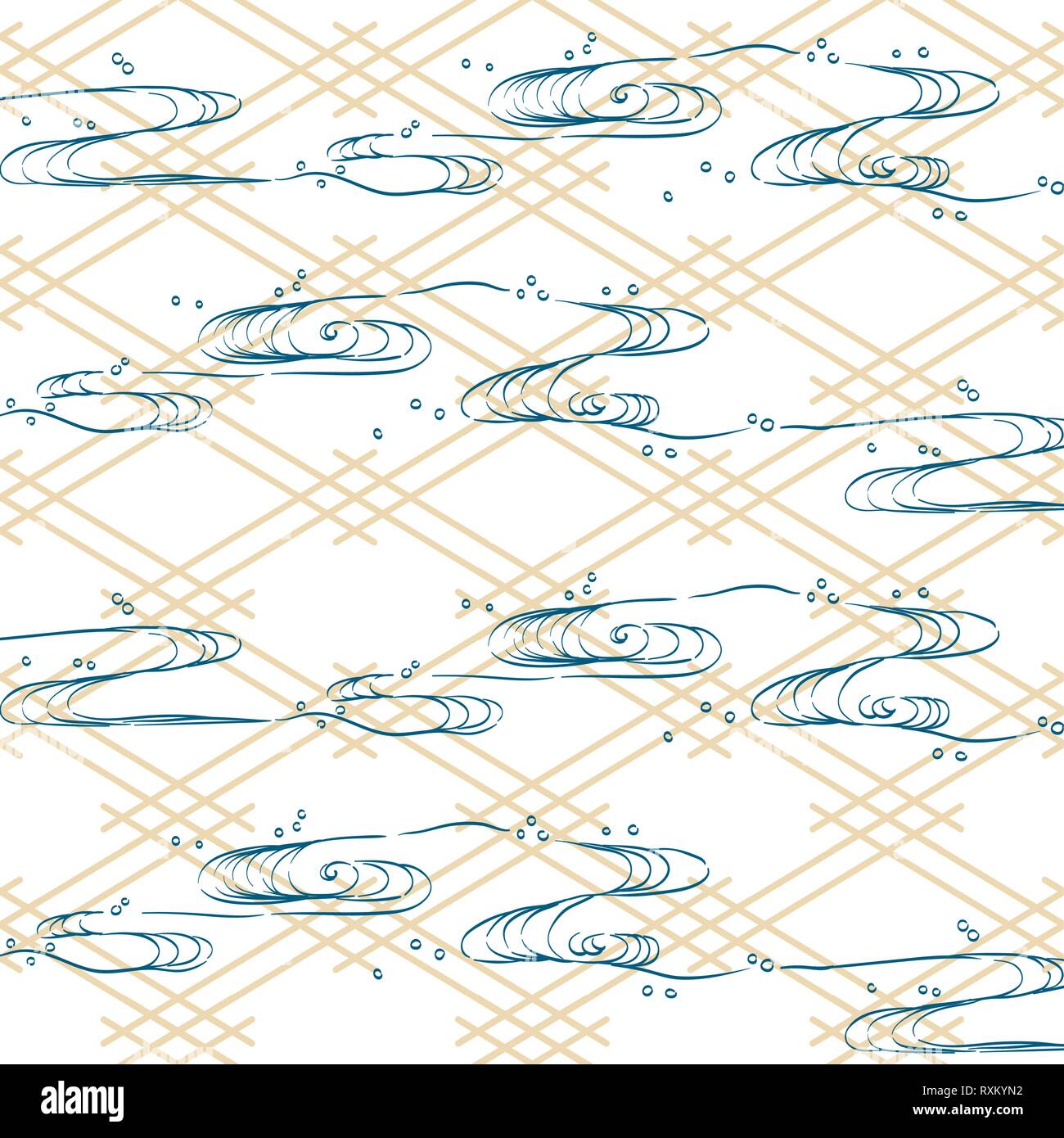 Japanese wave pattern vector. Blue line wave pattern background Stock ...