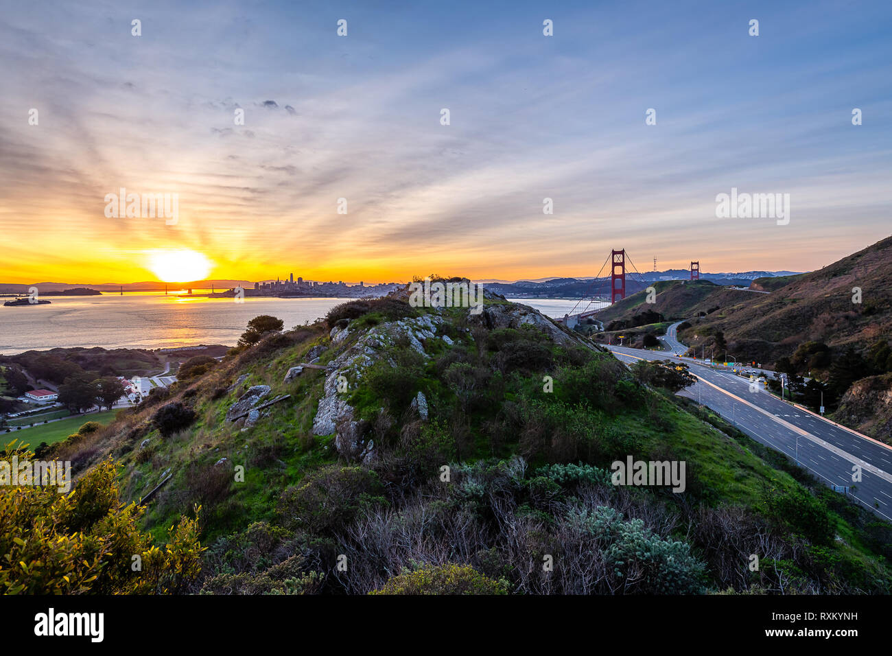 Elevated view of the Golden Gate Bridge Stock Photo - Alamy