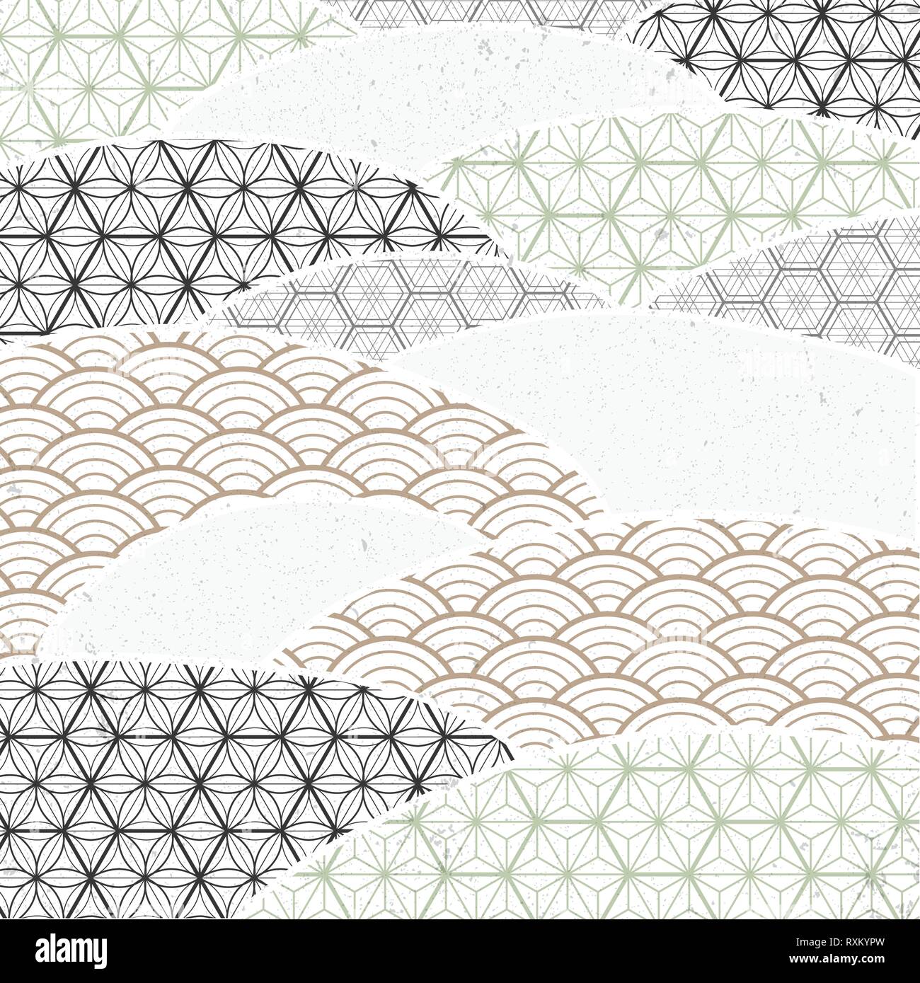 Japanese pattern background. Circle and curve template vector Stock ...