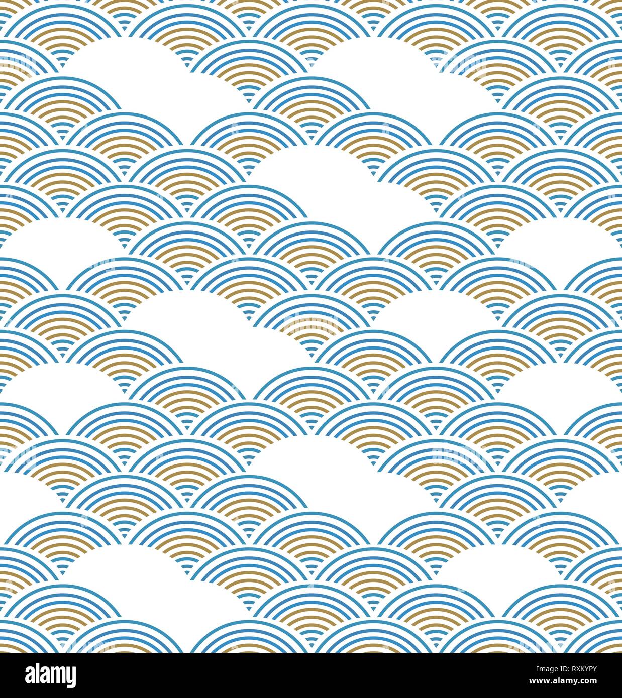 Japanese wave pattern vector. Blue water background. Asian ocean ...