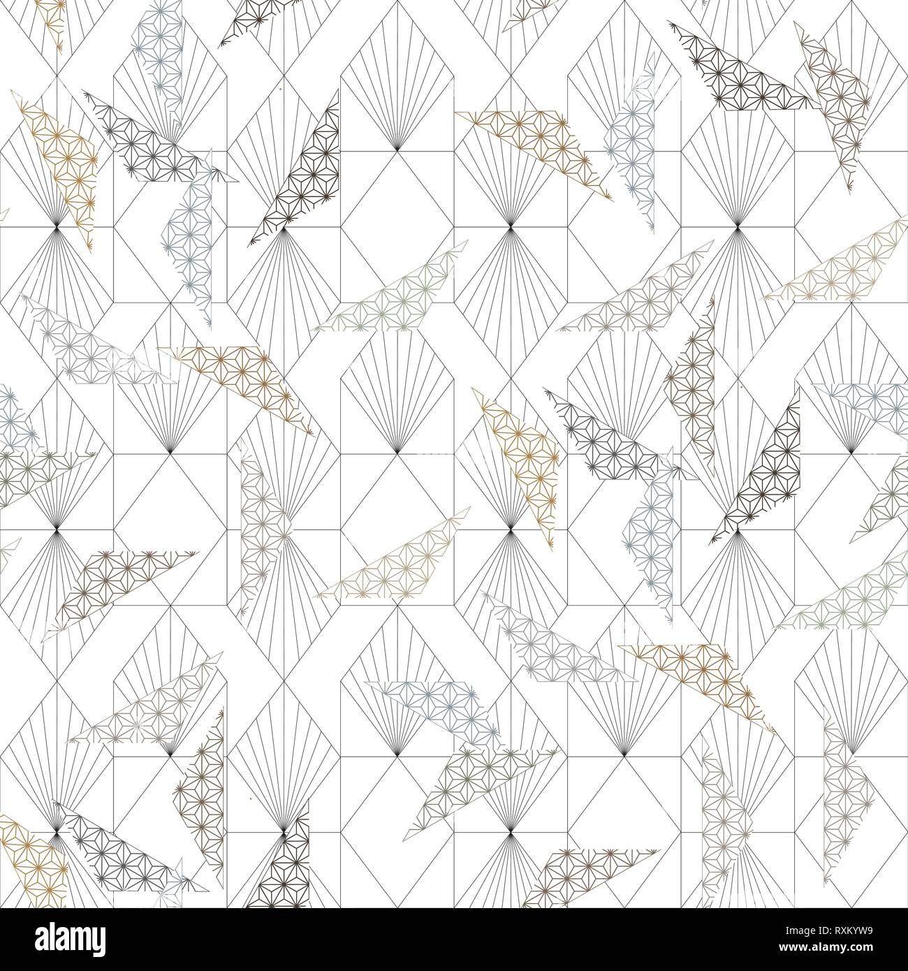 Japanese pattern vector. Geometric background. Asian line ornamental ...
