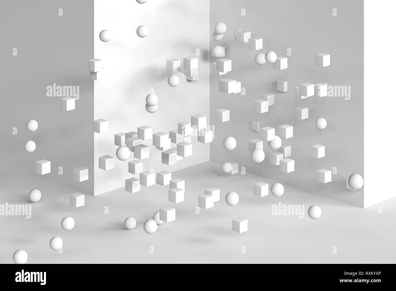 white balls and cubes, 3d rendering Stock Photo - Alamy