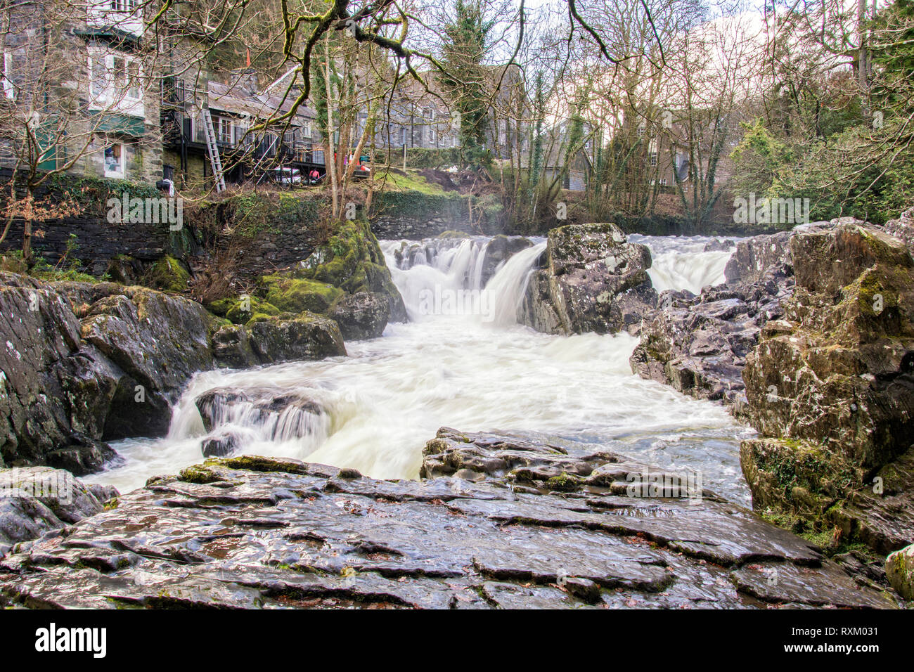 Betws-y-Coed Waterfall Snowdonia North Wales Stock Photo - Alamy