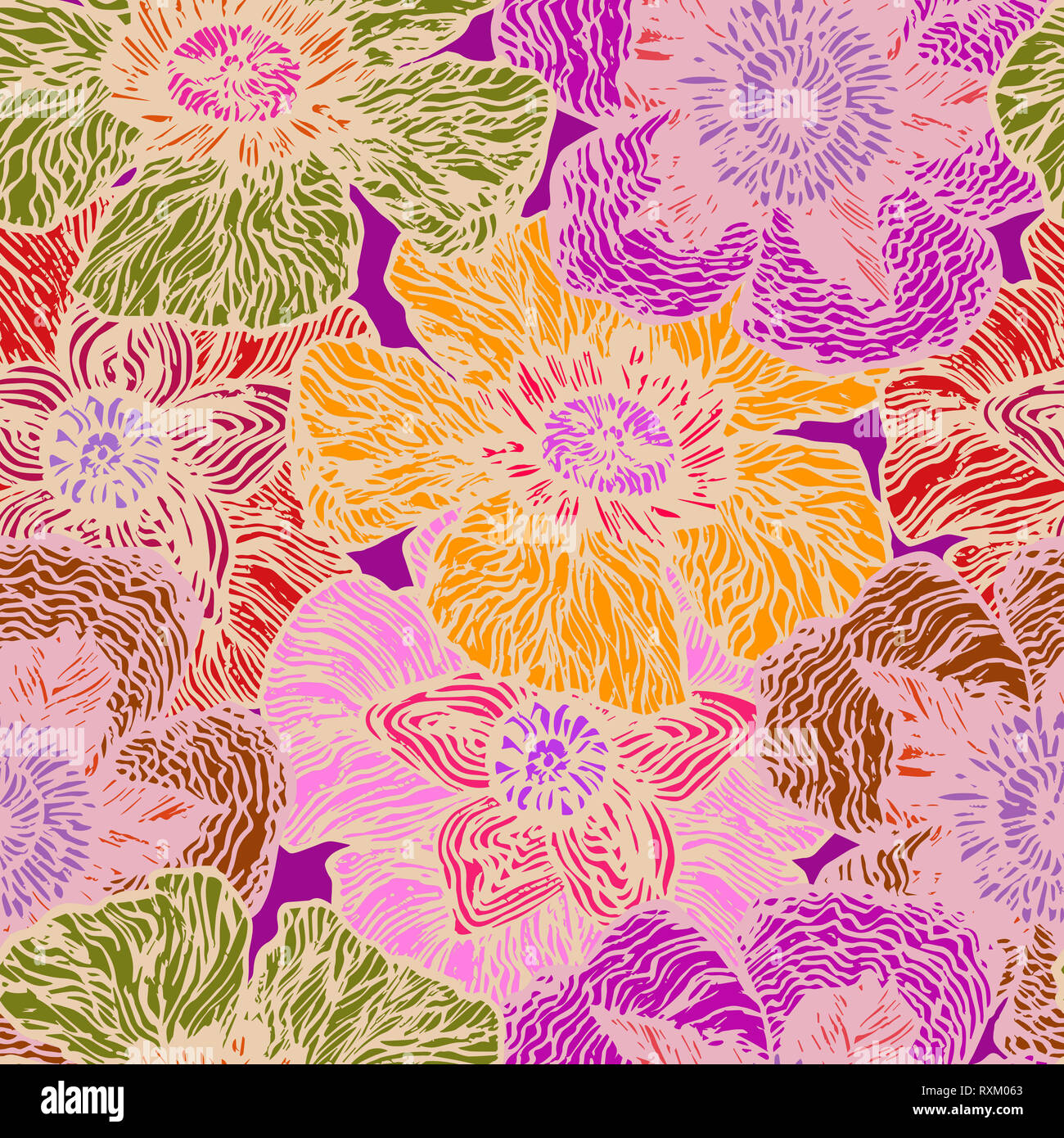 Colorful poppies, hand drawn doodle, sketch in naïve, pop art style ...