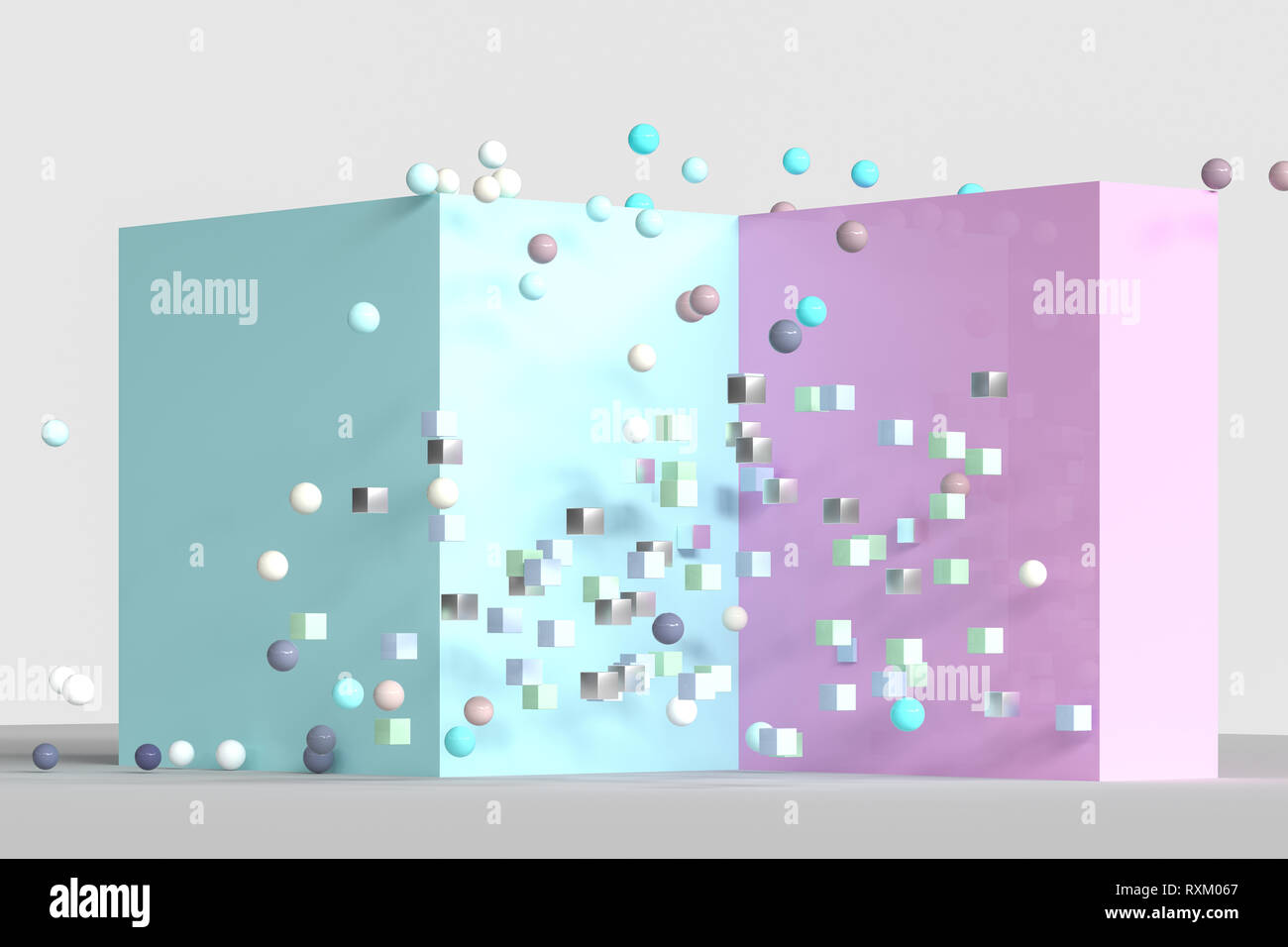 colorful balls and cubes, 3d rendering Stock Photo - Alamy