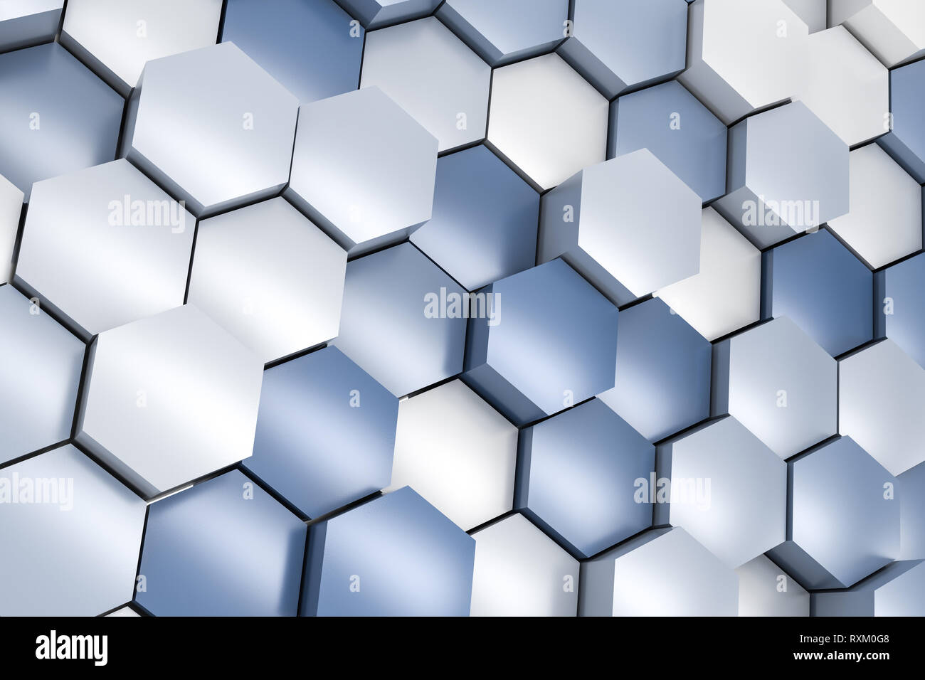 3d rendering, white hexagon pillar Stock Photo - Alamy