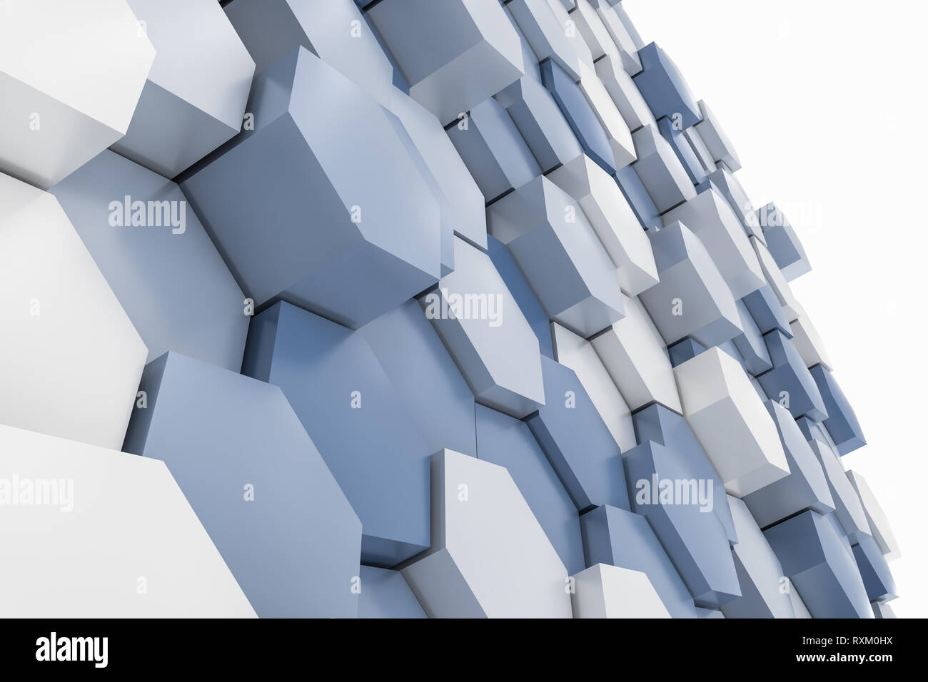 3d rendering, white hexagon pillar Stock Photo - Alamy