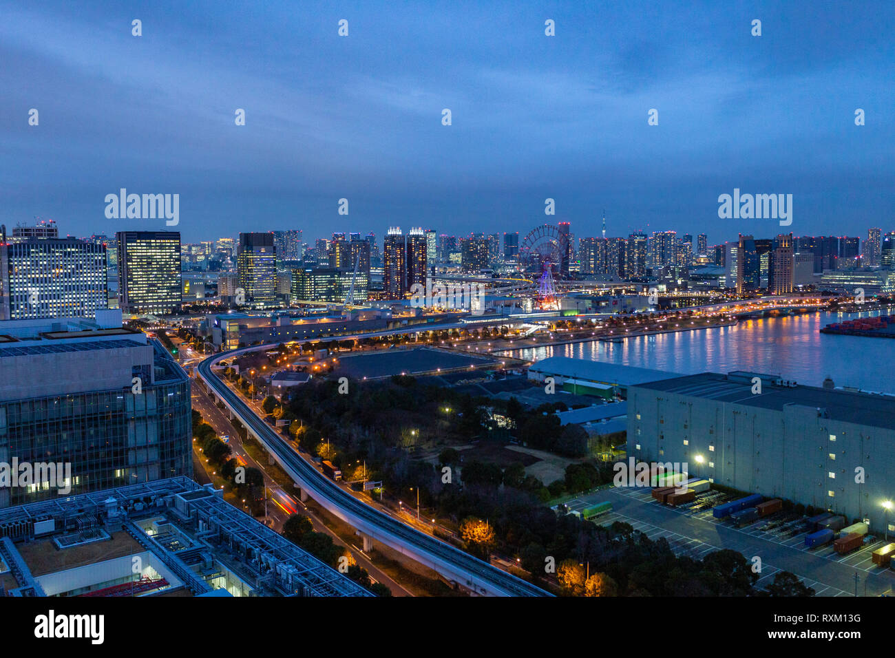 Odaiba, Japan - 19 February 2019 - Timelapse of Odaiba, Japan at night ...