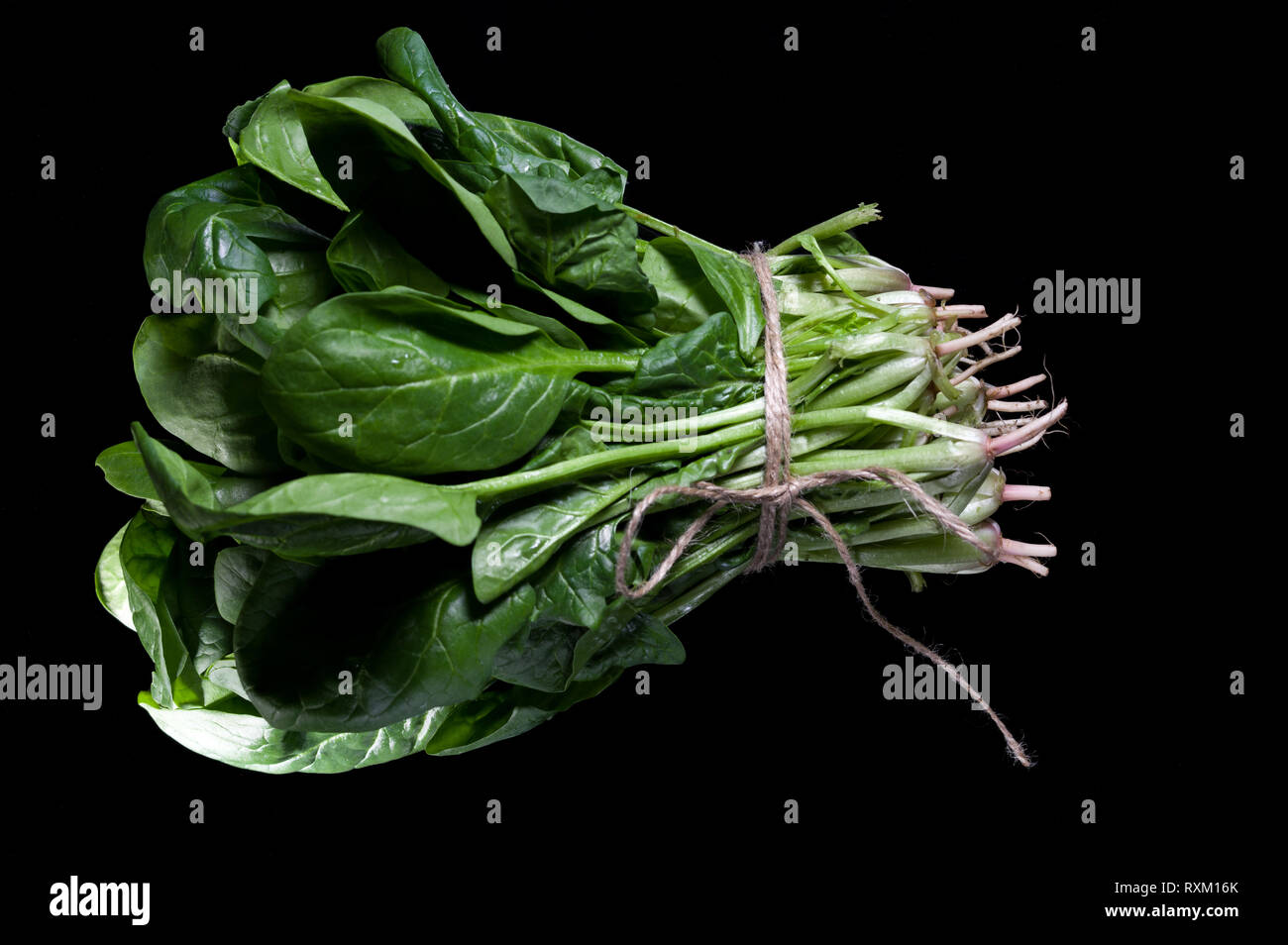 Spinach bunch. Spinach is tied up with rope. Top Stock Photo - Alamy
