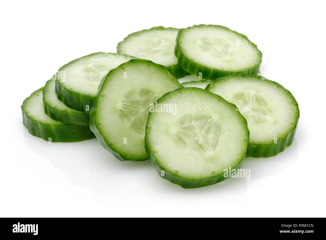 Fresh cucumber slices isolated on white background Stock Photo - Alamy