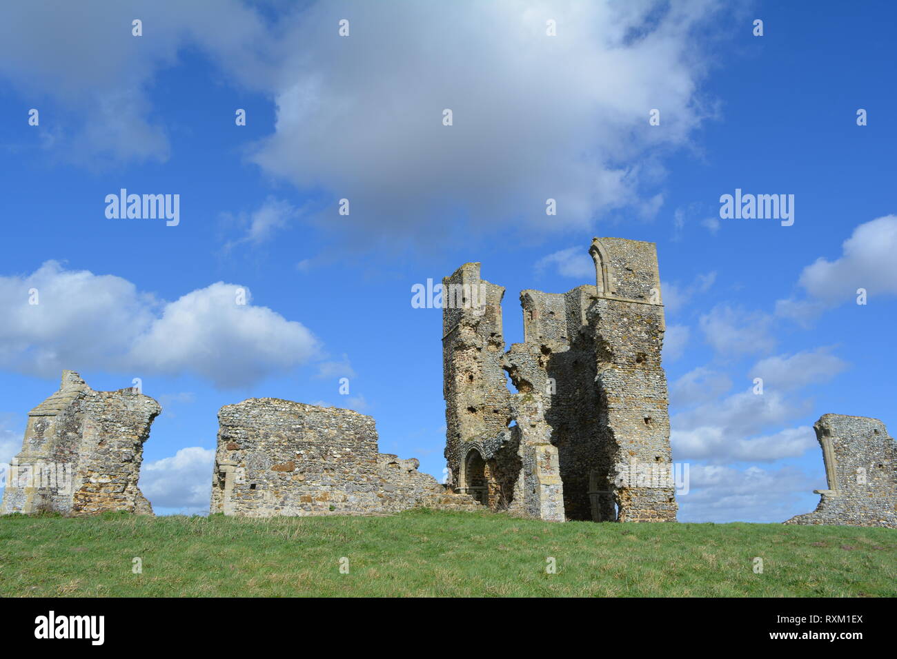 ruins of Bawsey Norman church near Kings Lynn Norfolk, Time Team dig ...