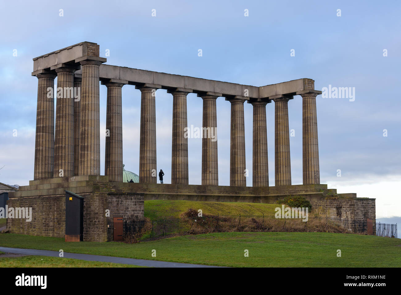 View of the National Monument of Scotland, Historical hilltop memorial ...