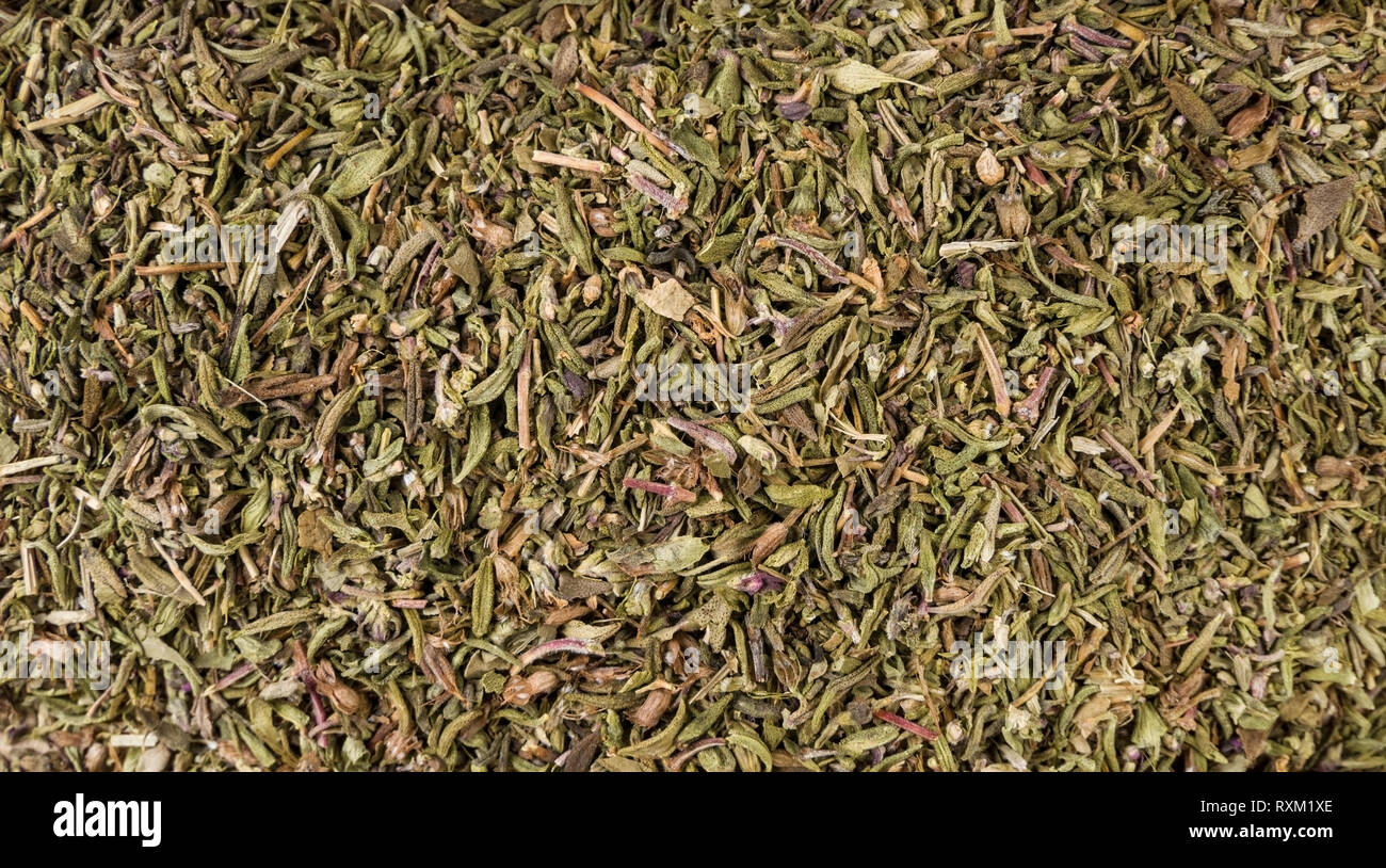 thyme herb background. Natural seasoning texture. Natural spices and food ingredients Stock ...