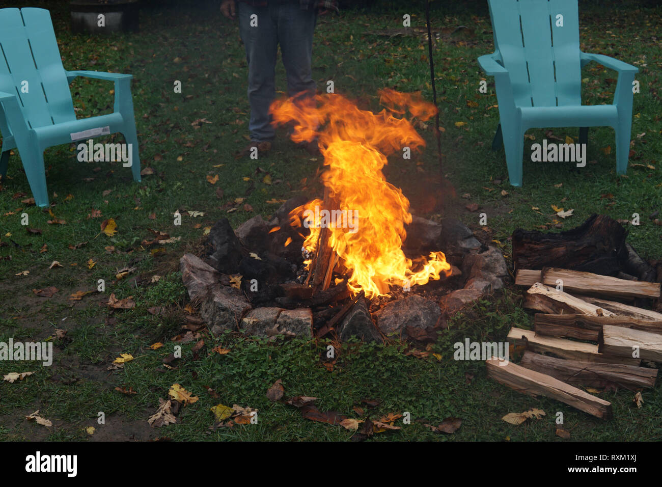 Fall Camp Fire Stock Photo - Alamy