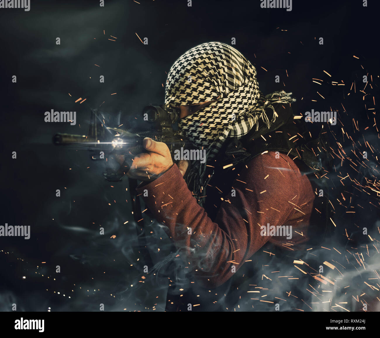 rebel militant terrorist guerrilla concept Stock Photo - Alamy