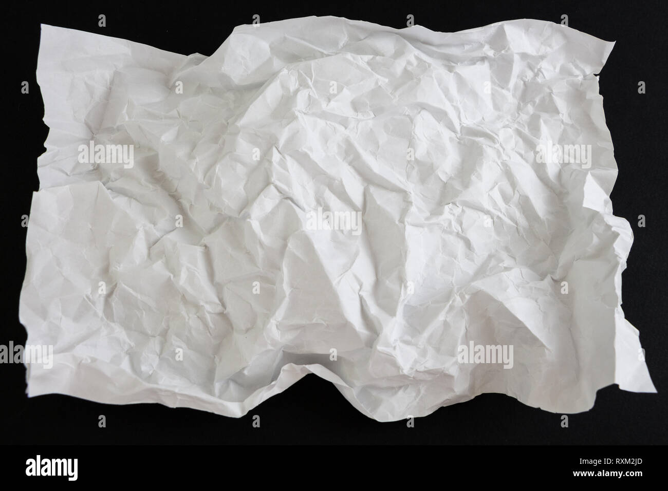 Blank crumpled paper sheet template isolated on black background Stock ...