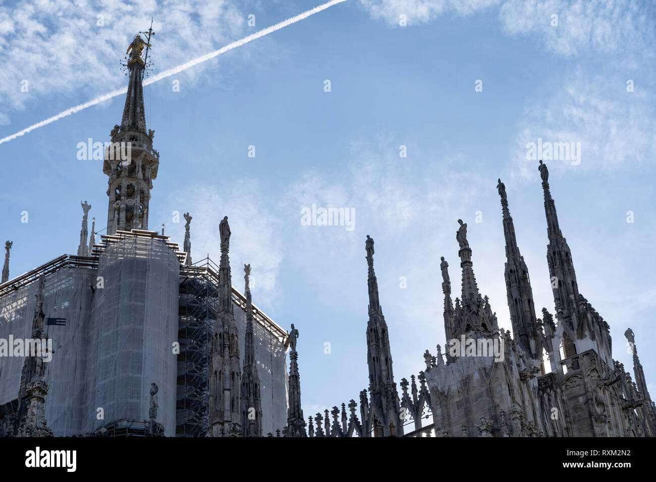Milan, Lombardy, Italy: spires of the medieval cathedral (Duomo Stock ...