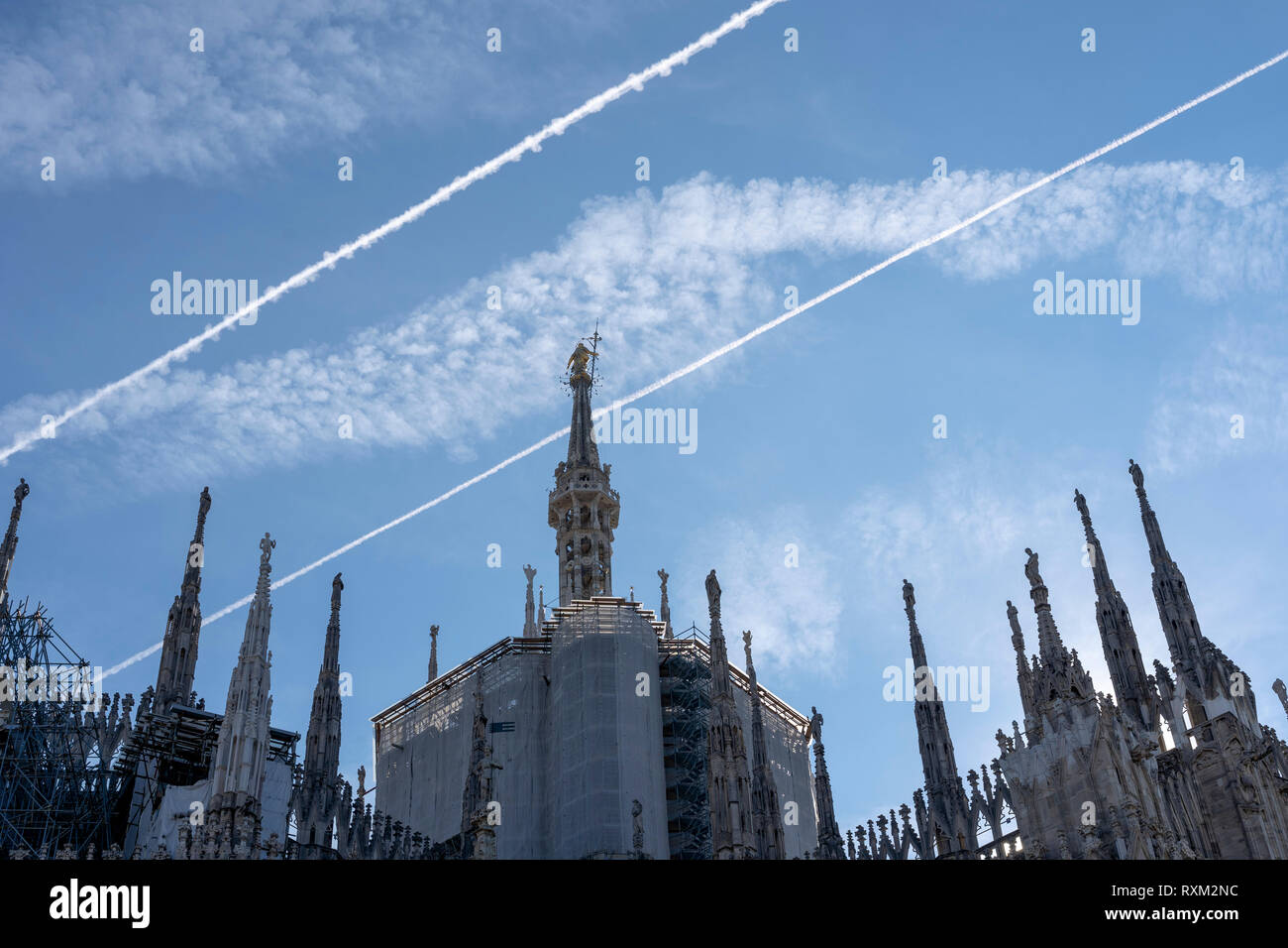 Milan, Lombardy, Italy: spires of the medieval cathedral (Duomo Stock ...
