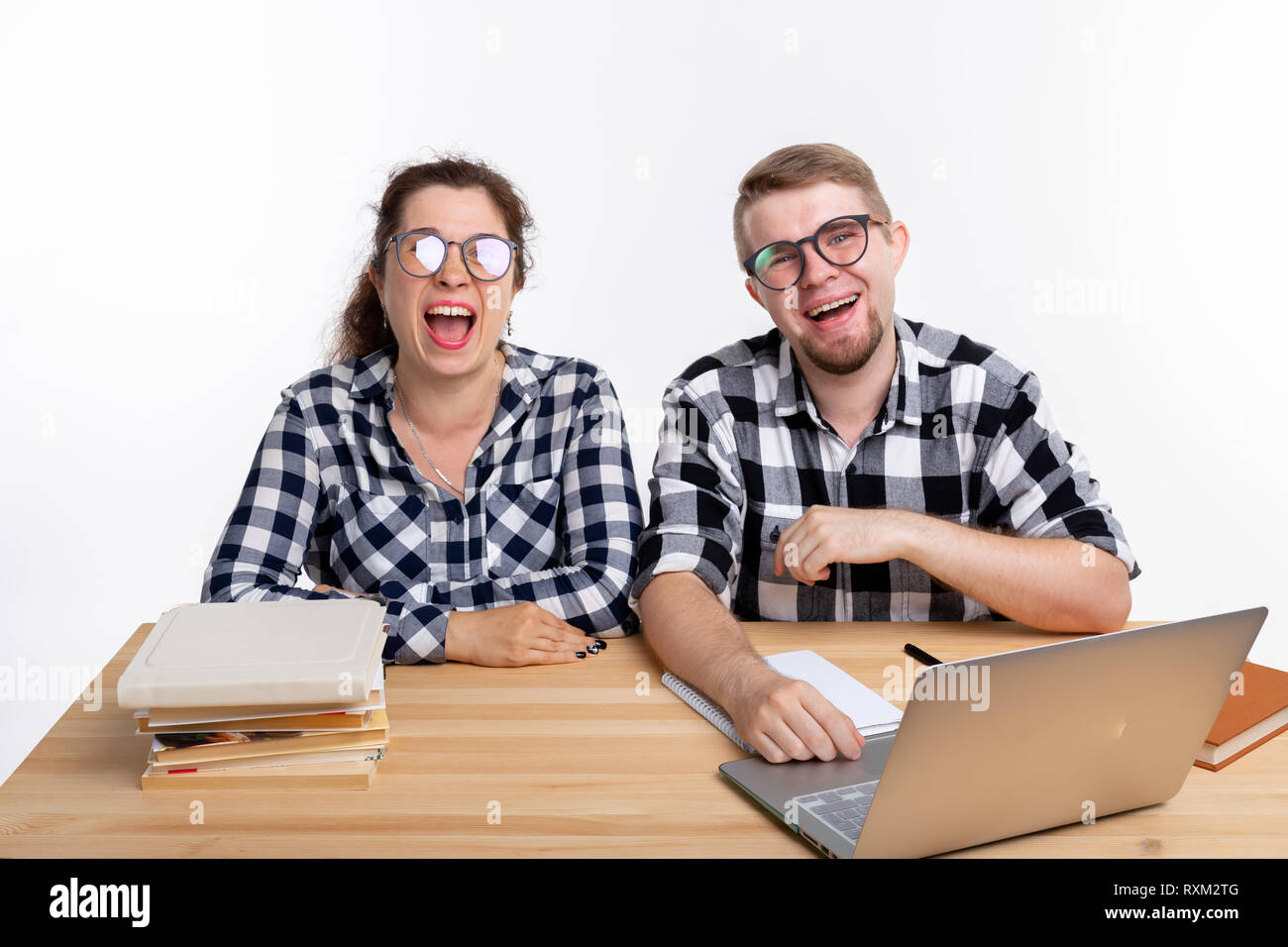 Nerds, geek, bespectacled and funny people concept - funny student ...