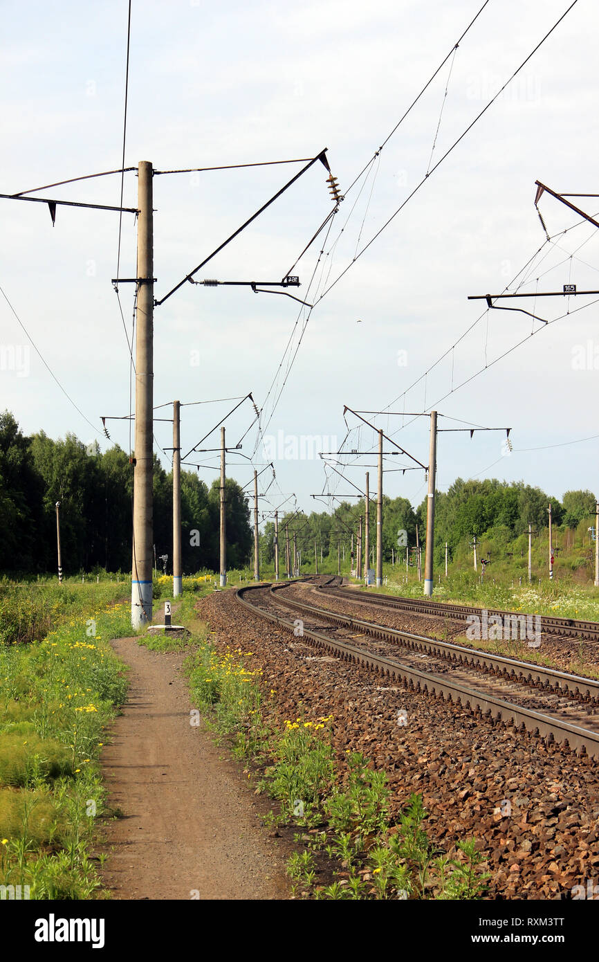 The length of the railway track Stock Photo - Alamy