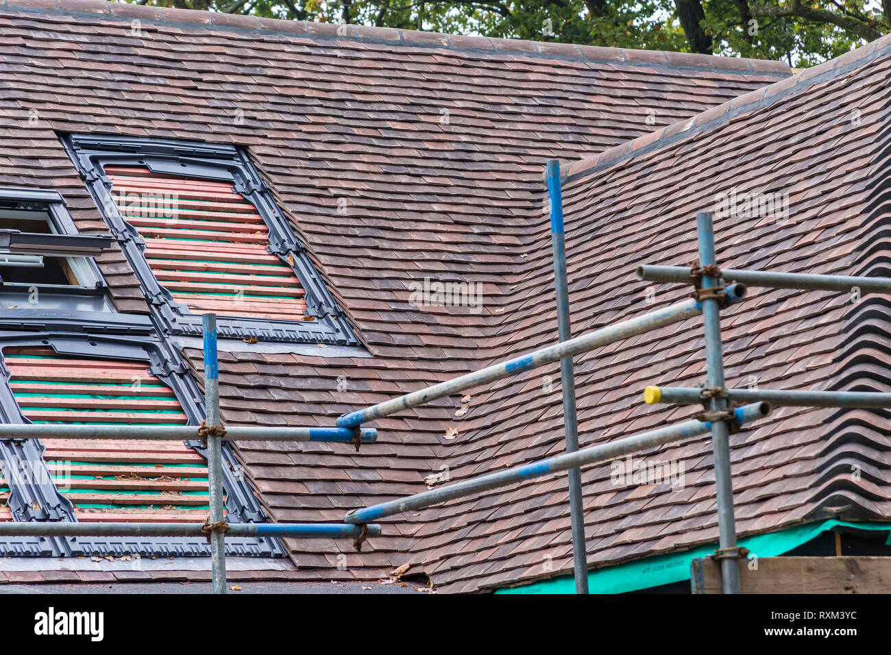 Roofing a new build House Construction Stock Photo - Alamy